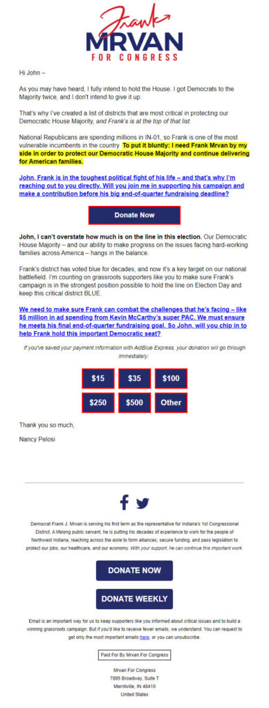 PELOSI: “I need Frank Mrvan by my side” - Congressional Leadership Fund